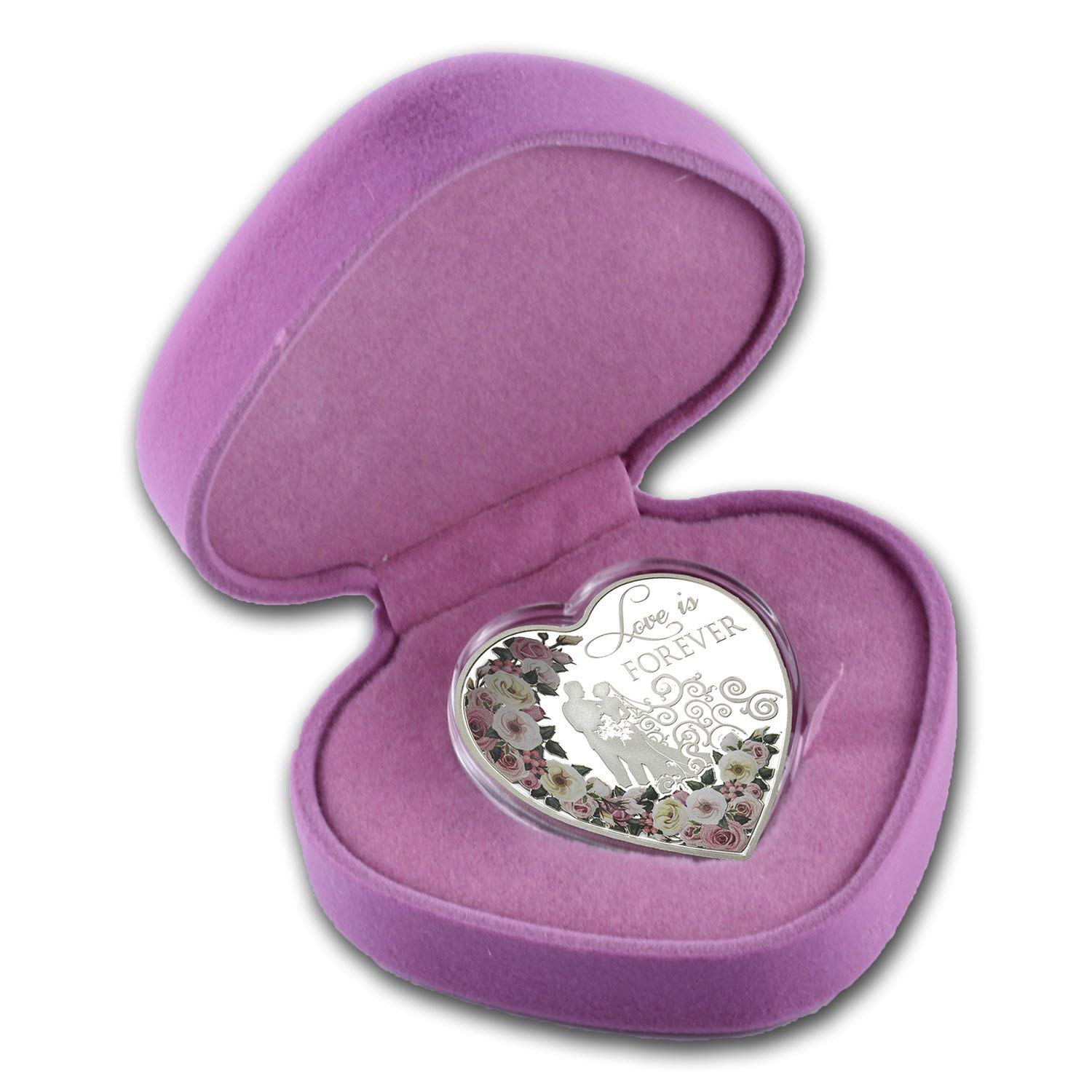 COLLECTABLES MARKET LOVE IS FOREVER Heart-Shaped Silver Coin